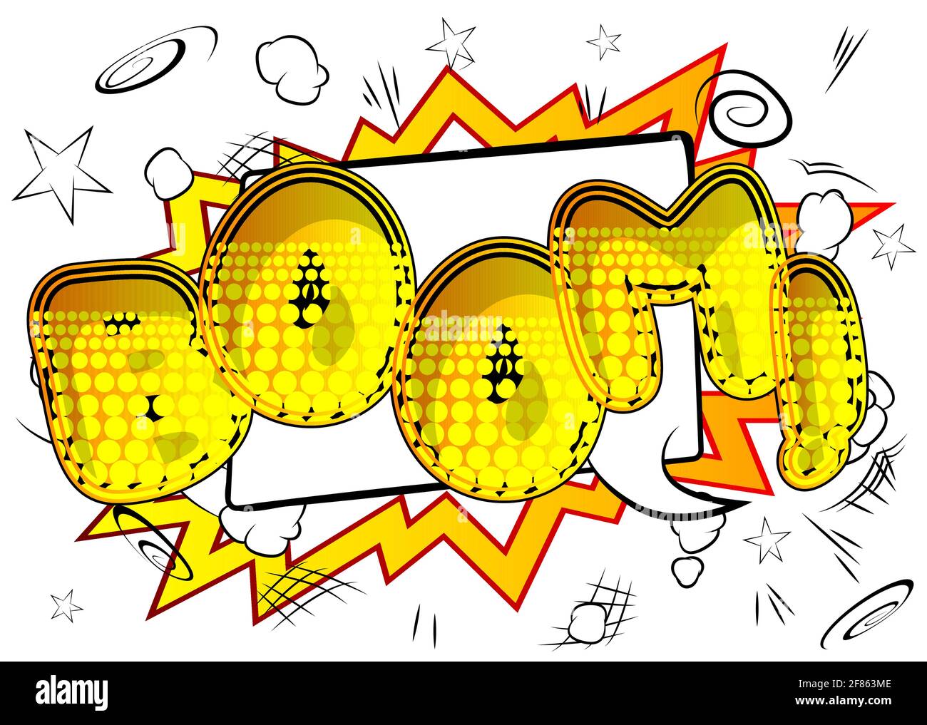 Comic book Boom word effect on bright abstract background. Vector ...