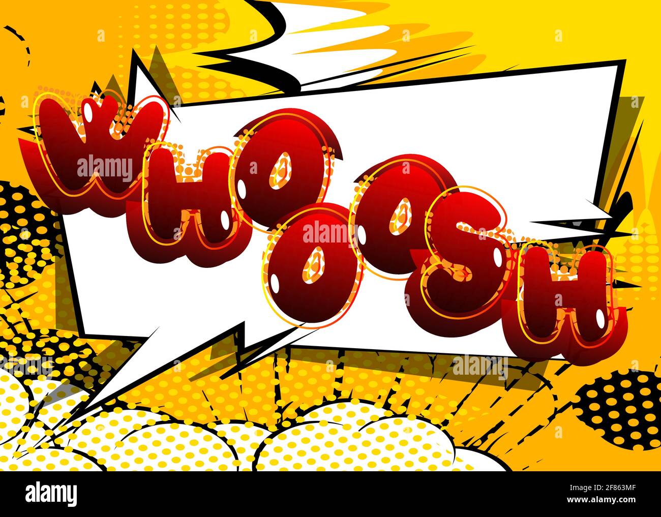 Comic book Whooosh word effect on bright abstract background. Vector ...