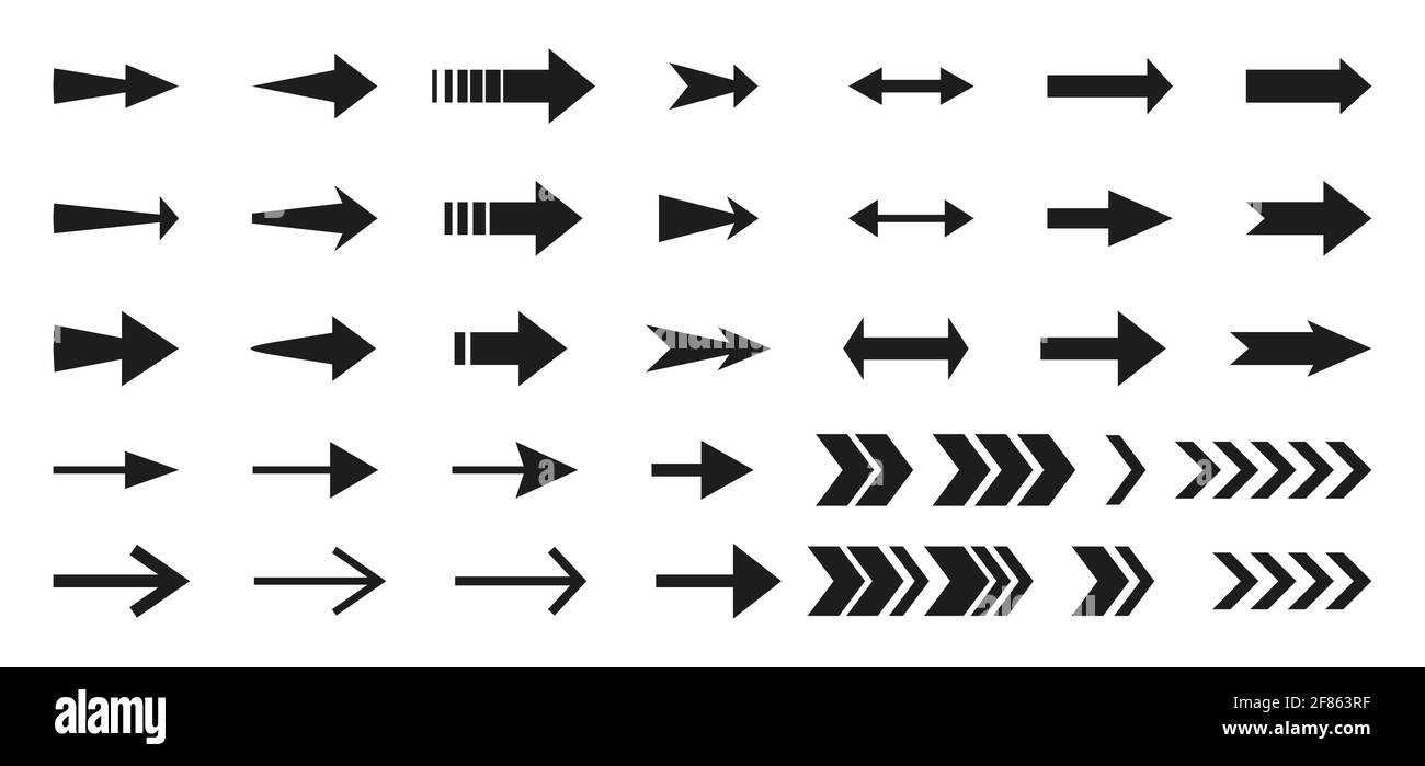 Set Of Big Arrows Black Icons Flat Modern Arrows Cursor Collection