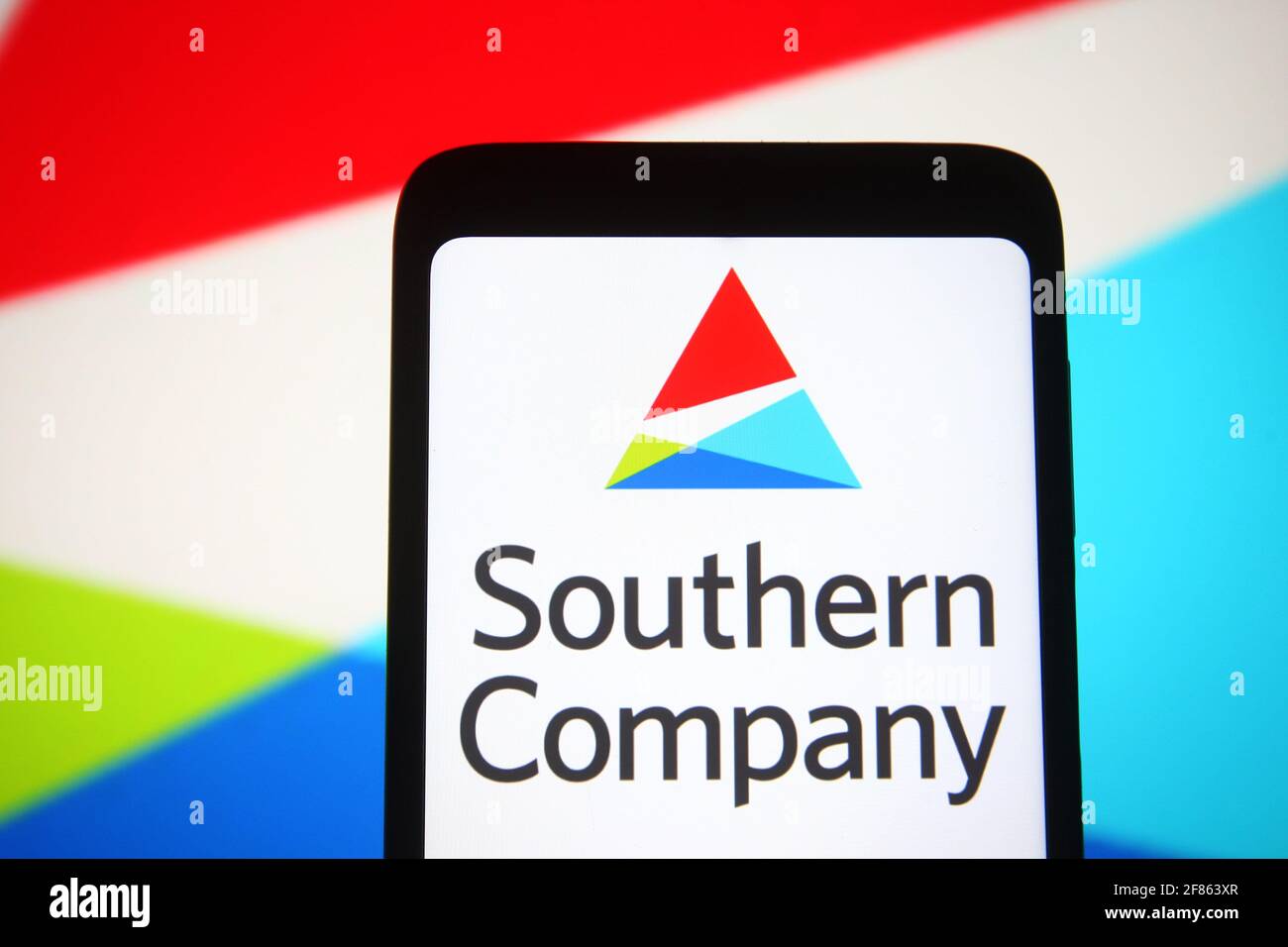 In this photo illustration a Southern Company logo of an US gas and ...