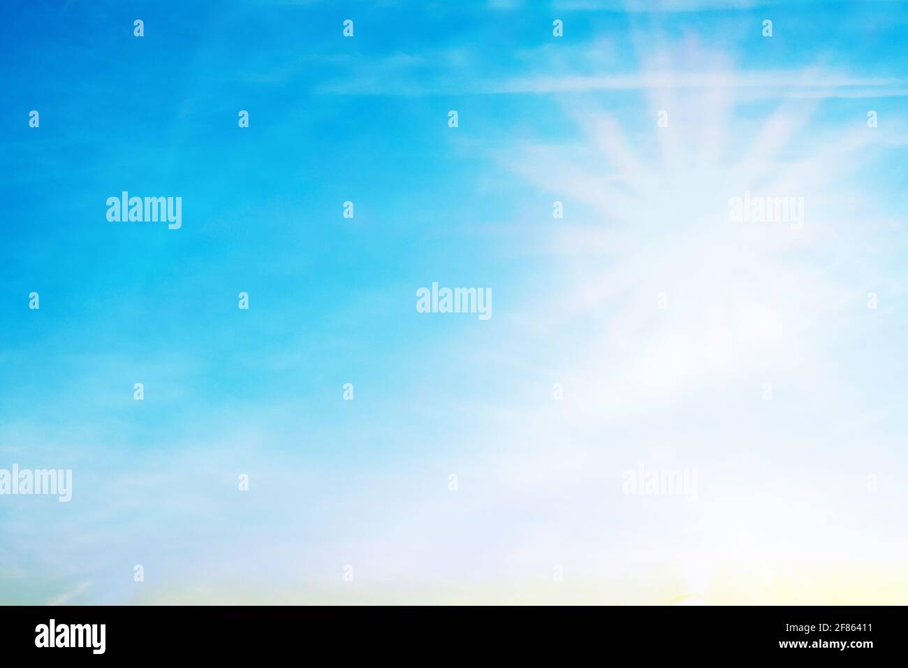 blue sky with beautiful white bright sun Stock Photo - Alamy