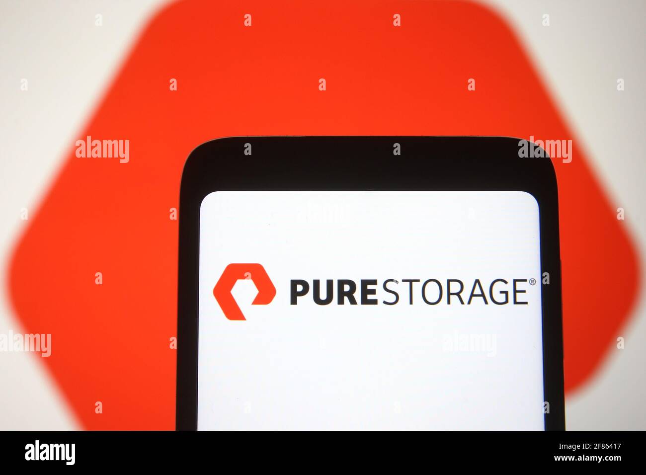 In this photo illustration the Pure Storage logo of an US technology ...