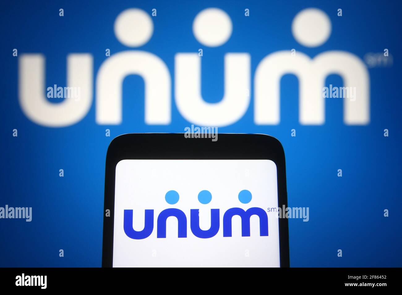Ukraine. 12th Apr, 2021. In this photo illustration an Unum logo of an ...