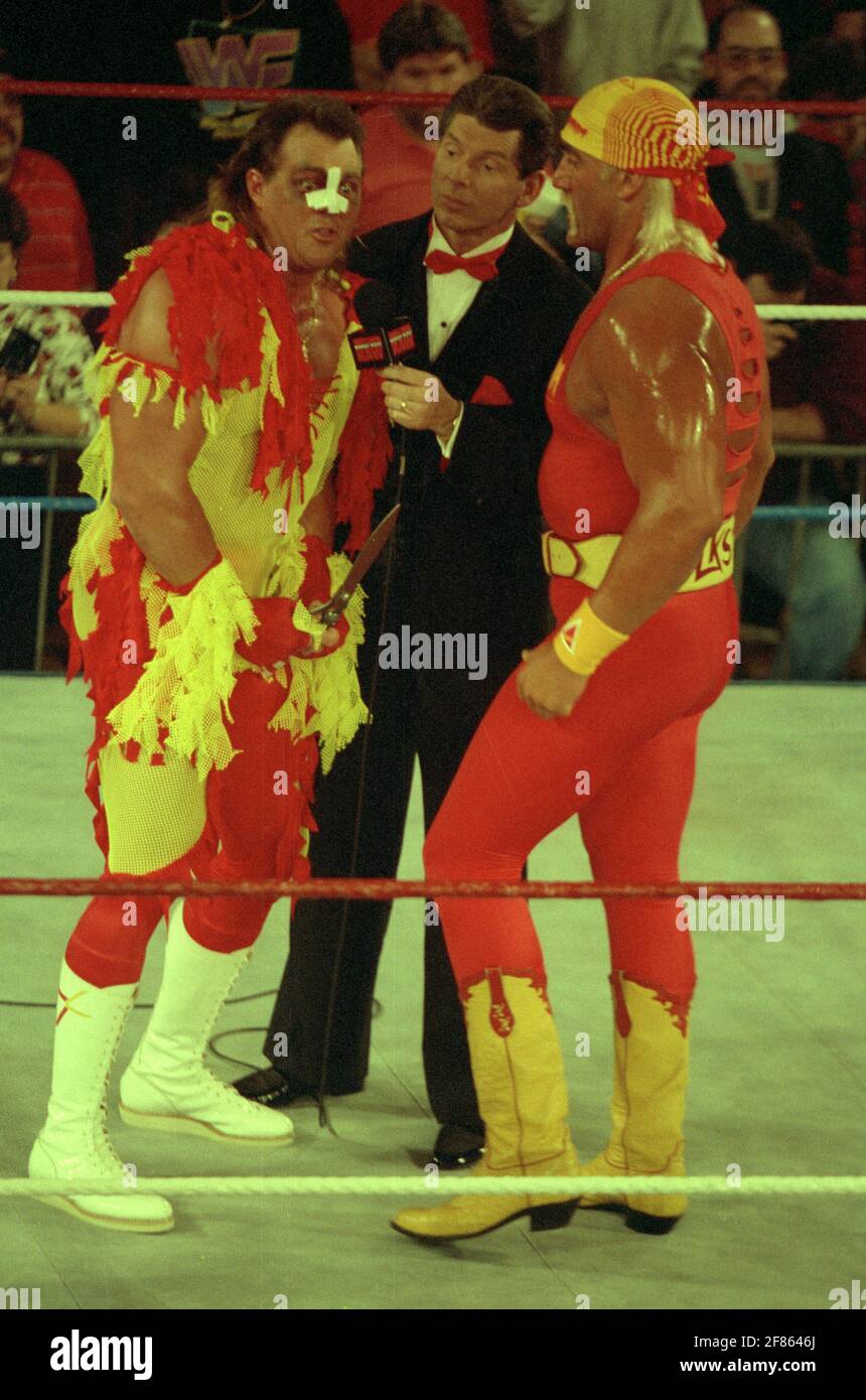 Hulk Hogan Brutus The Barbar Beefcake Vince McMahon 1989Photo By John ...