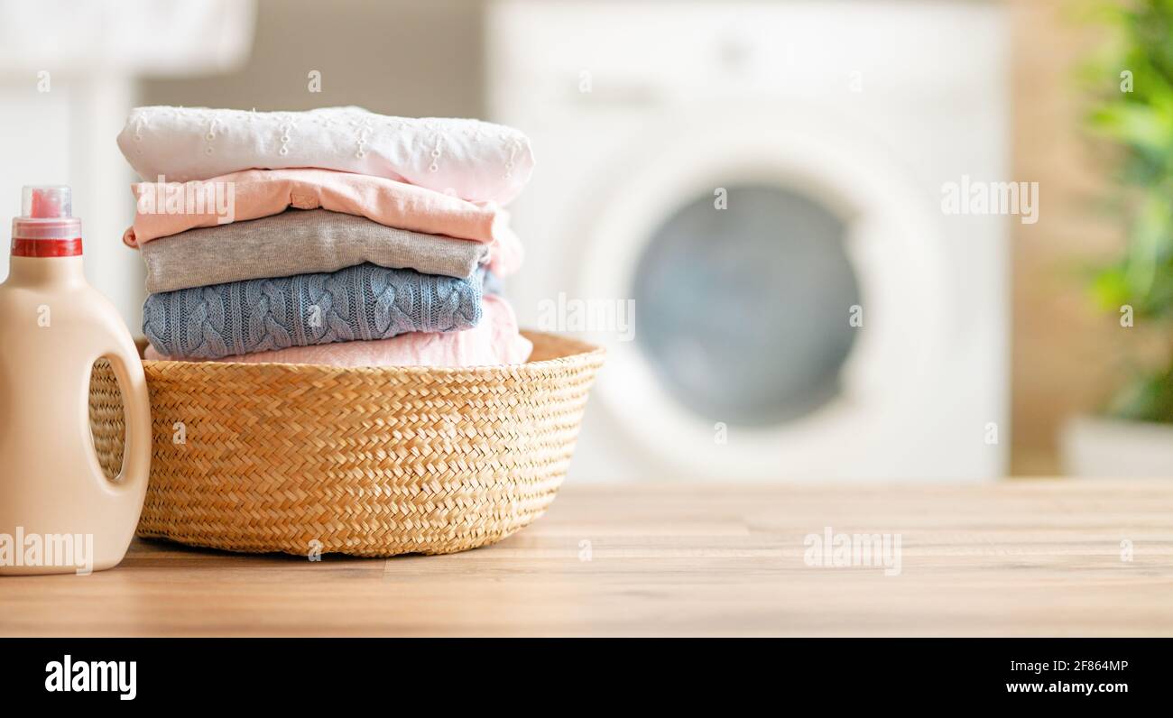 Interior of a real laundry room with a washing machine at home Stock ...