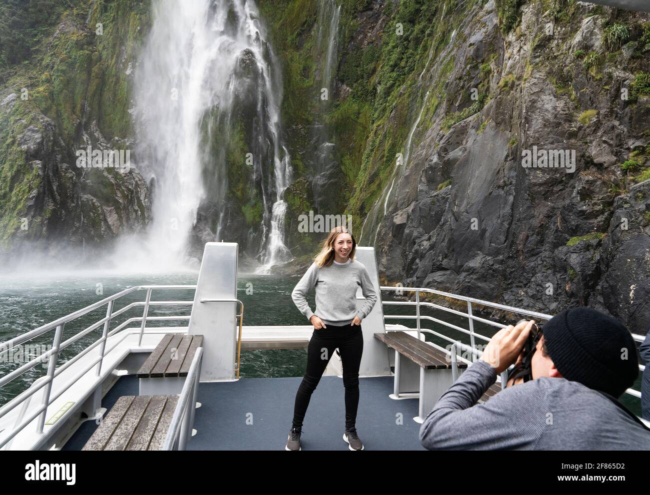 Stirling Falls, Milford Sound, New Zealand, 28 March, 2021 - Tourists ...