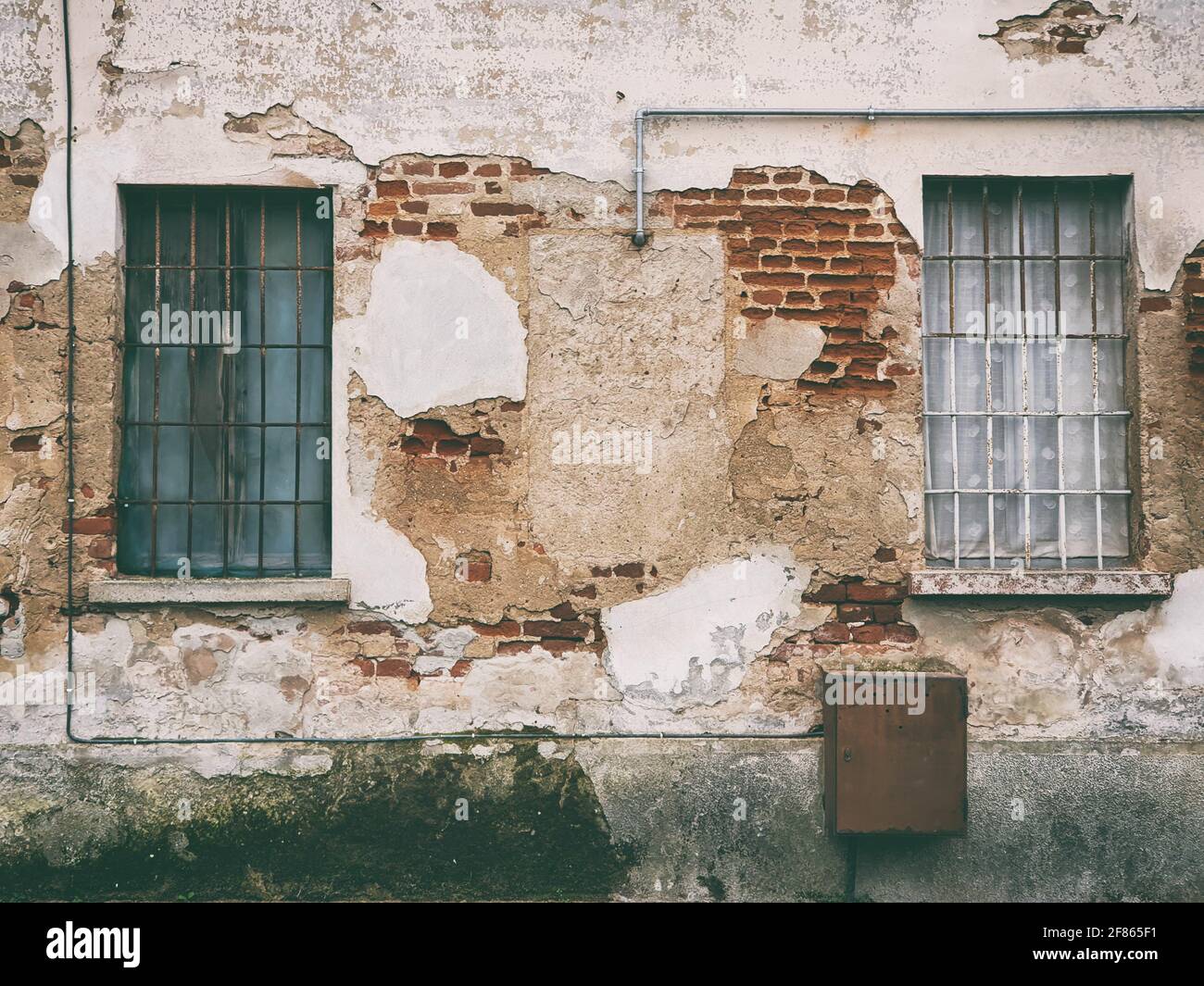 Closeup of an old brick house wall and window texture Stock Photo - Alamy