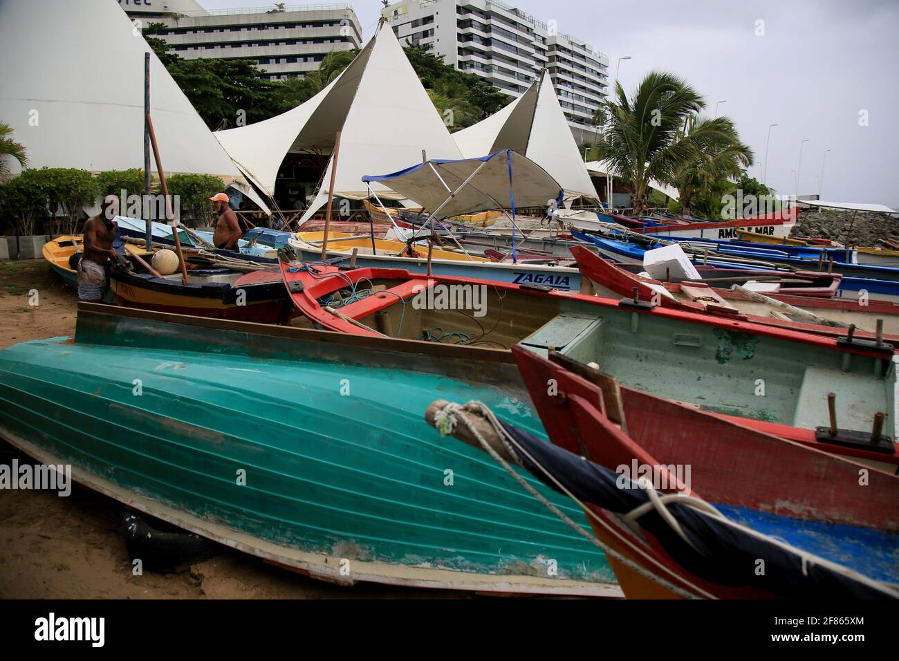 salvador, bahia, brazil - january 15, 2021: fishing boats are seen ...