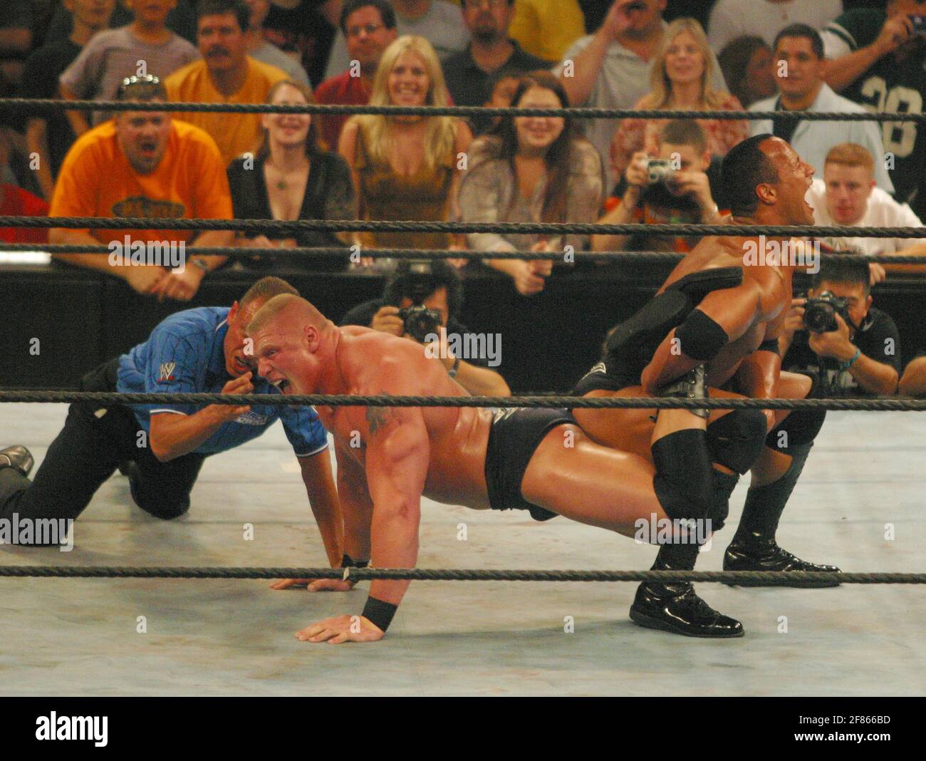 Brock Leanar Dwayne The Rock Johnson 2002 Photo By John Barrett ...