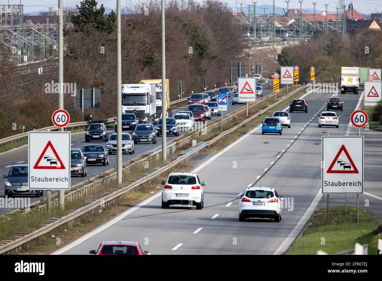 Nuremberg, Germany. 09th Apr, 2021. The A73 (Frankenschnellweg ...
