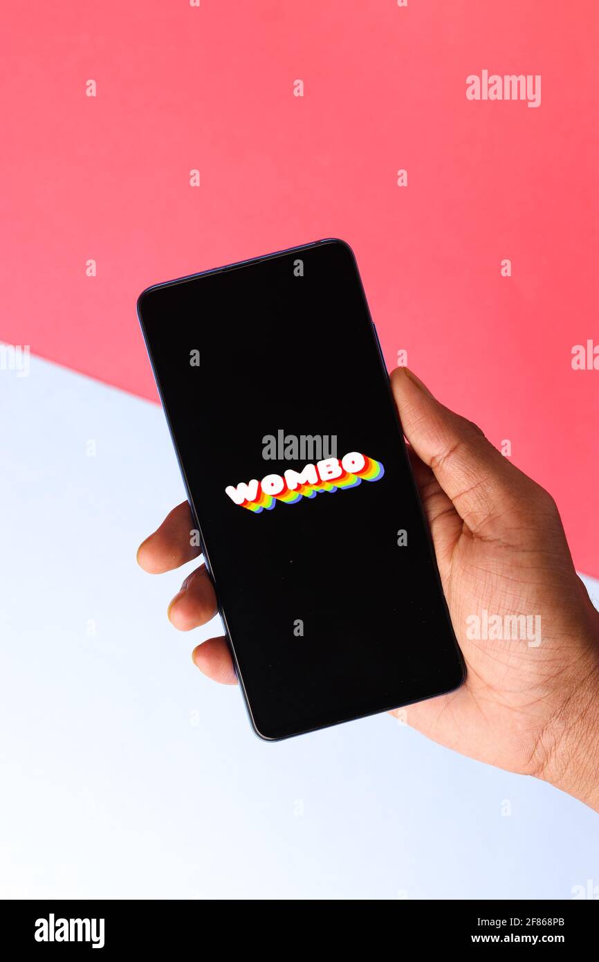 Assam, india - April 10, 2021 : Wombo ai logo on phone screen stock ...