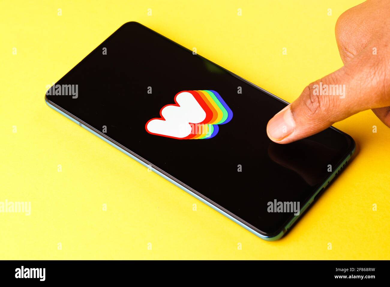 Assam, india - April 10, 2021 : Wombo ai logo on phone screen stock ...