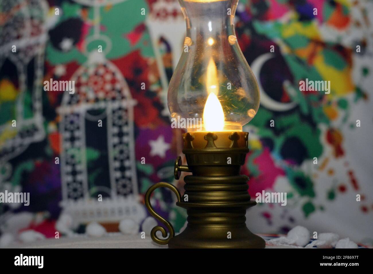 Ramadan lantern Fanoos Ramadan as an oil lamp with blurred background ...