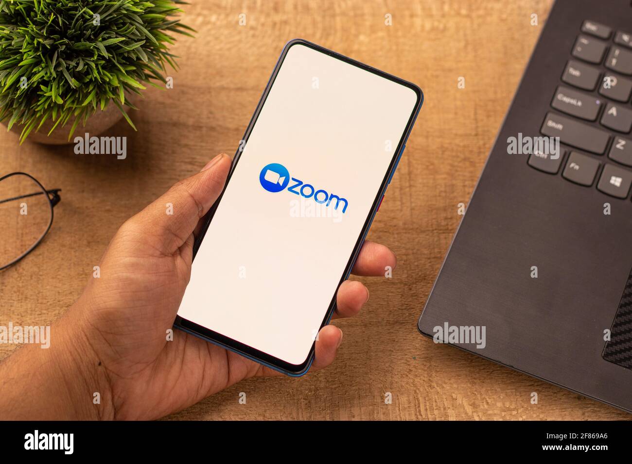 Assam, india - April 10, 2021 : Zoom logo on phone screen stock image ...