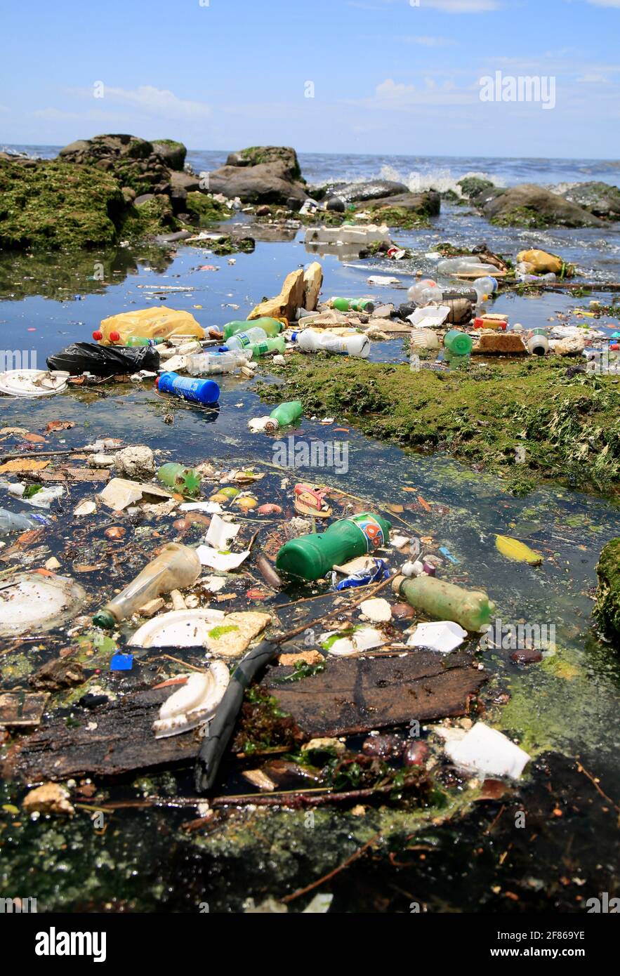 salvador, bahia, brazil - january 11, 2021: pollution and garbage on ...