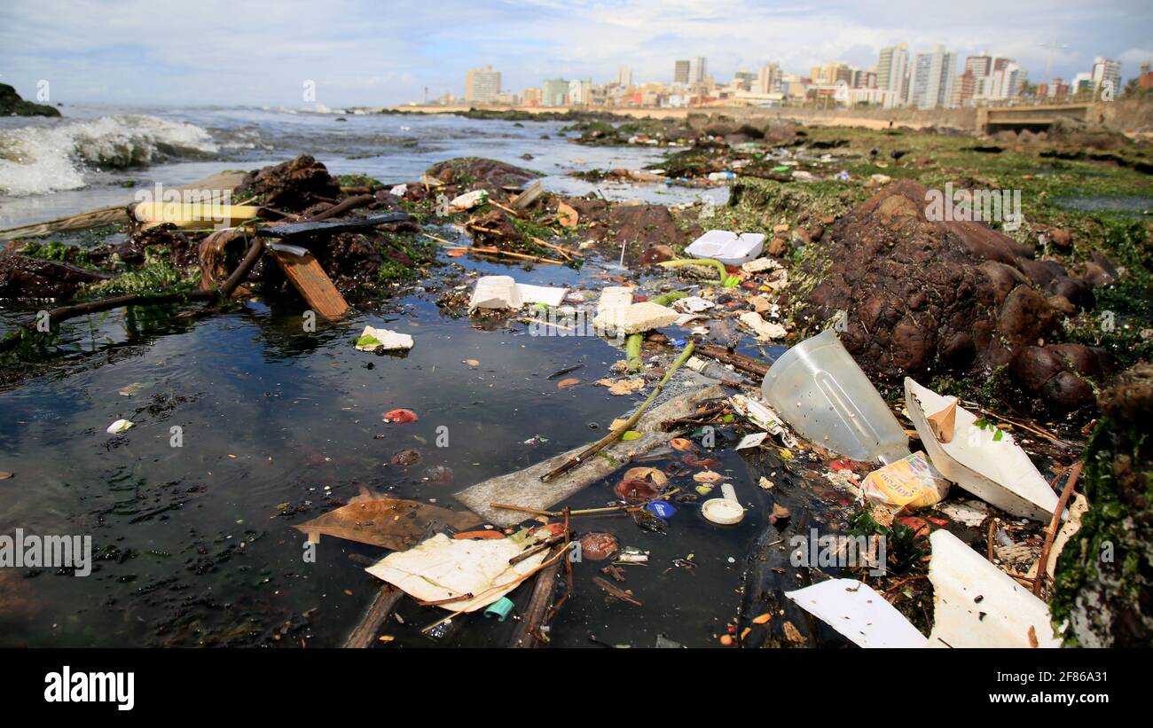 salvador, bahia, brazil - january 11, 2021: pollution and garbage on ...