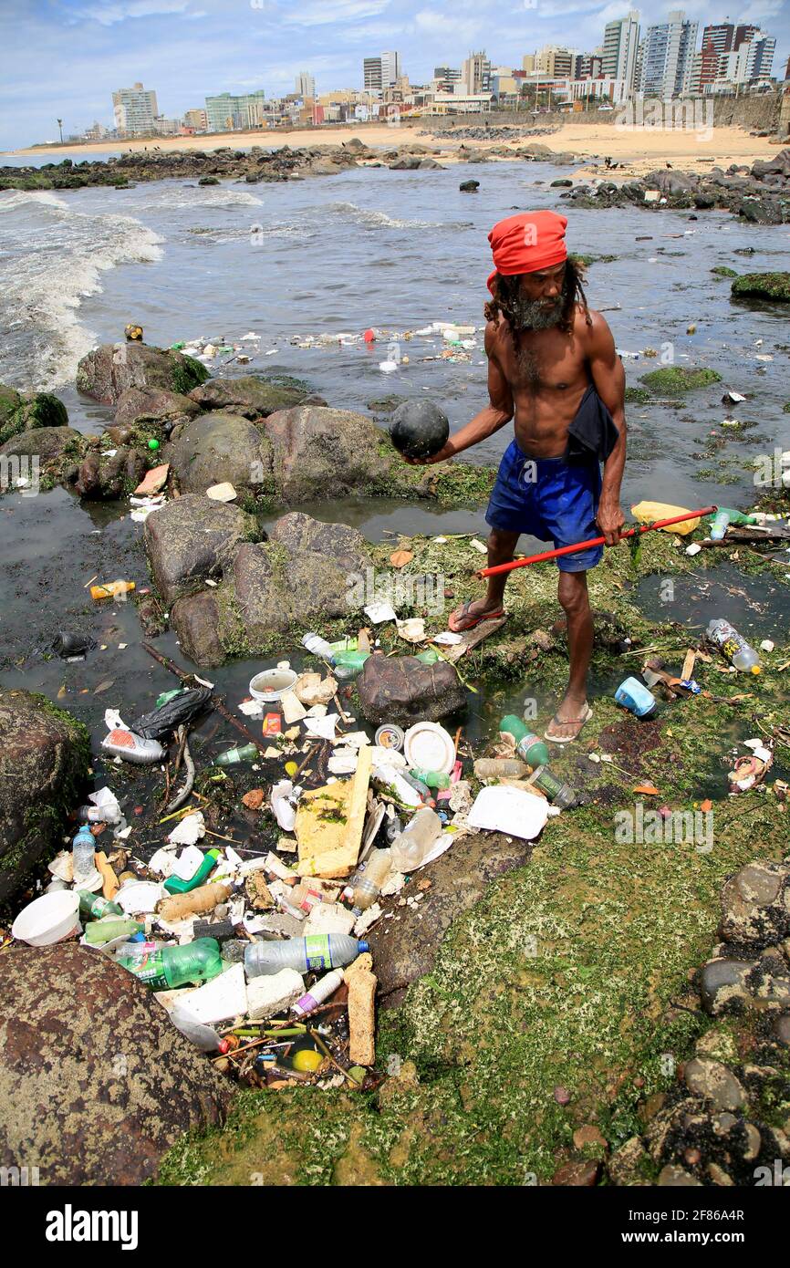 salvador, bahia, brazil - january 11, 2021: pollution and garbage on ...