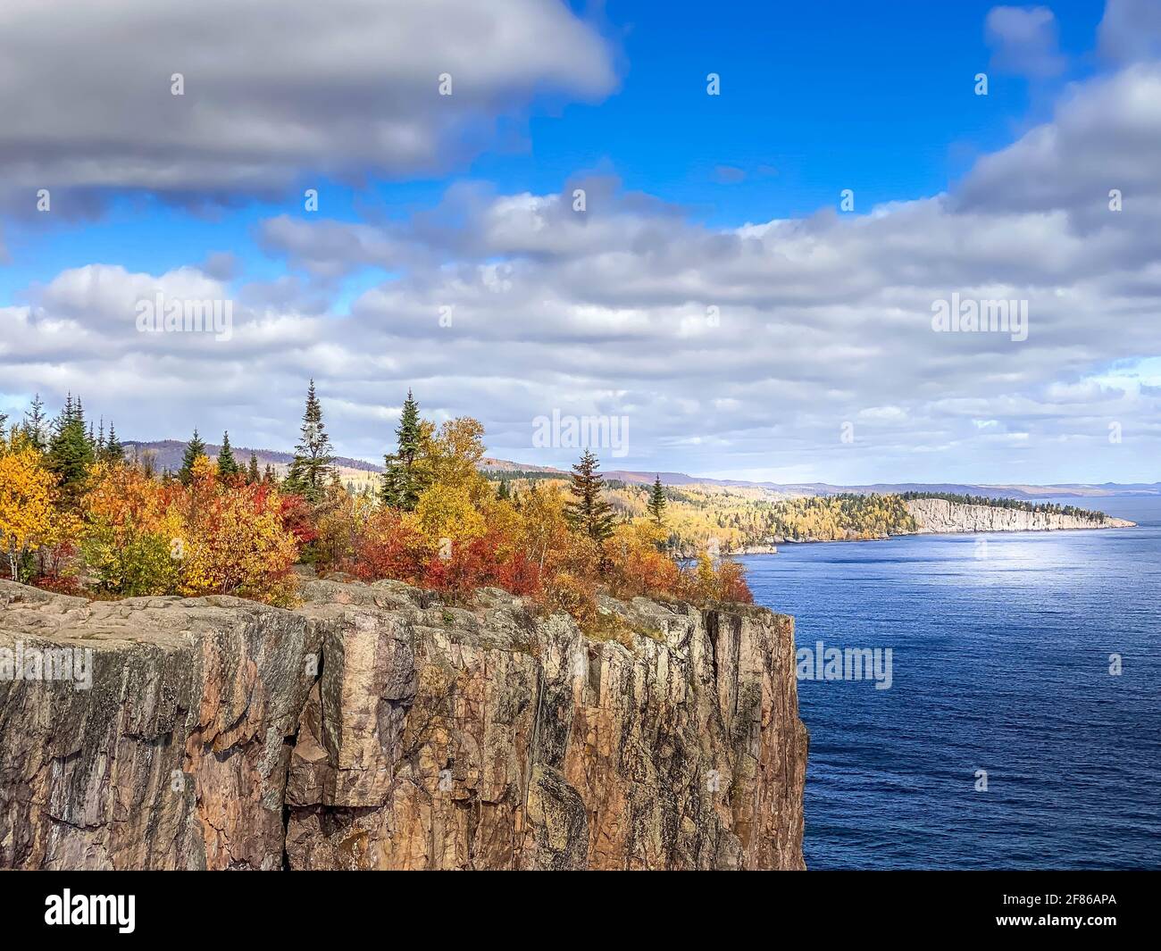 Clouds and Blue Sky over Palisade Head in Northern Minnesota in Autumn ...
