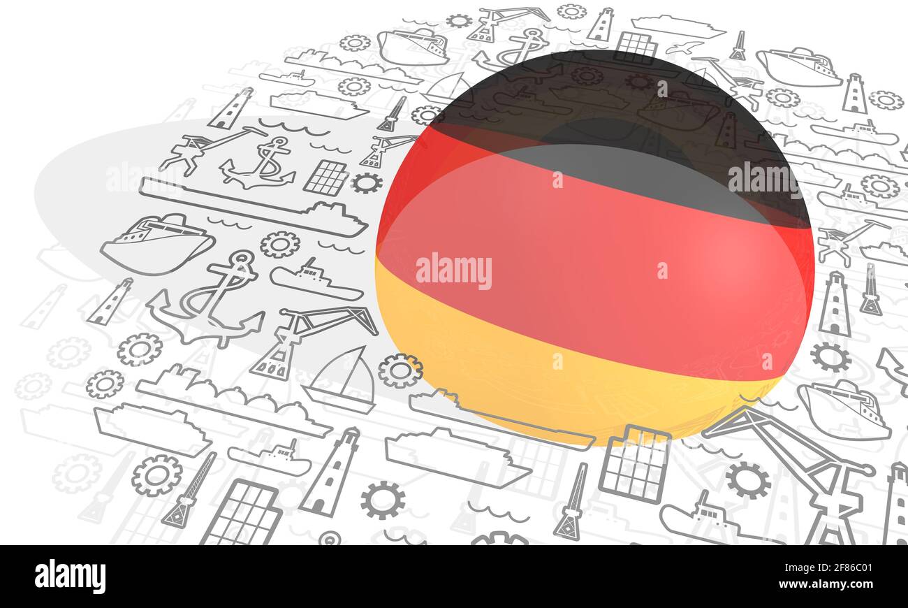 Sea port concept. Freight vessels or ships icons. Maritime ...
