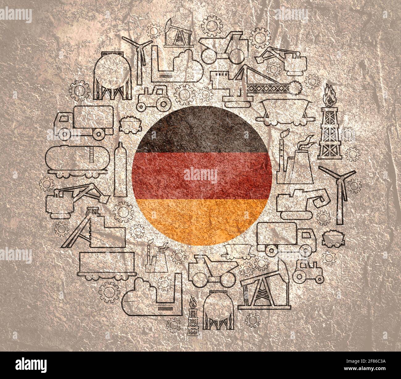 Concept of industrial plant and manufacture building. Energy generation ...