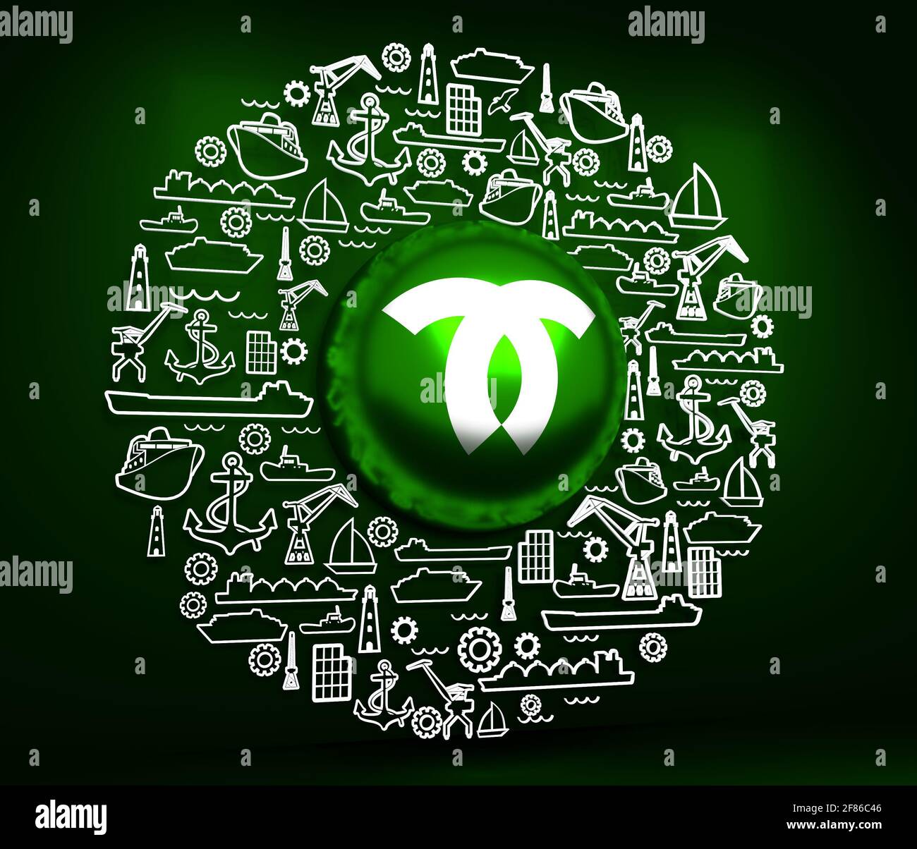 Sea port concept. Freight vessels or ships icons. Maritime ...