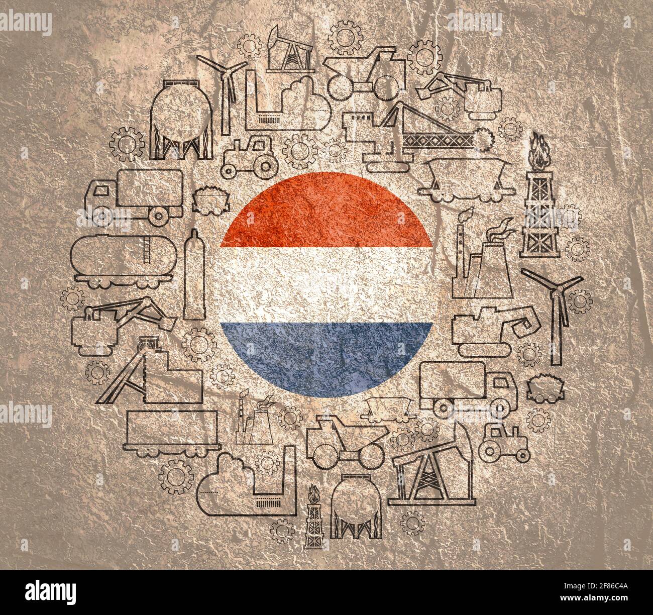 Concept of industrial plant and manufacture building. Energy generation ...