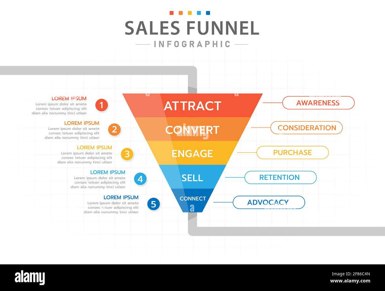 Infographic template for business. 5 Level Modern Sales funnel diagram ... Infographic template for business. 5 Level Modern Sales funnel diagram ...