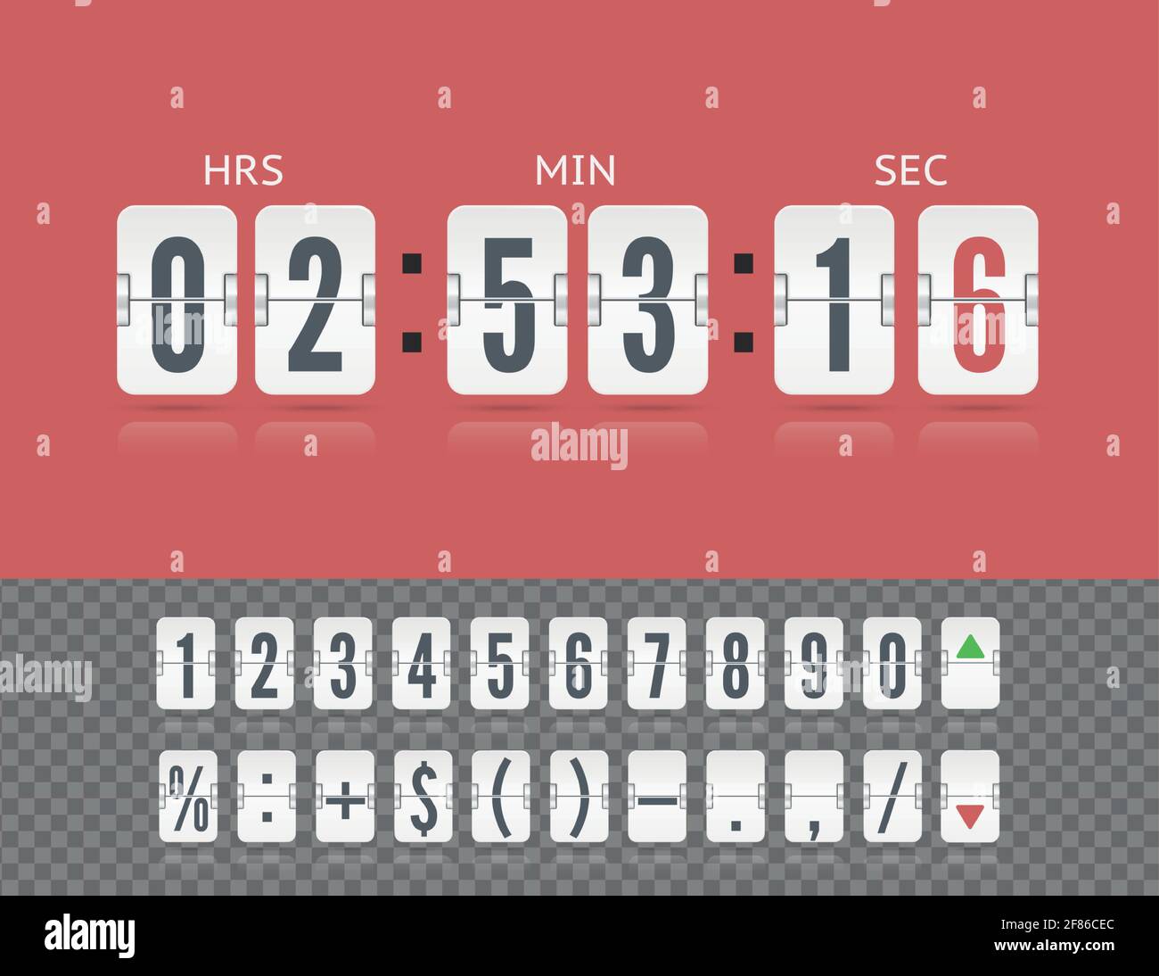 Vintage Flip Clock Time Counter Vector Template Scoreboard Number And