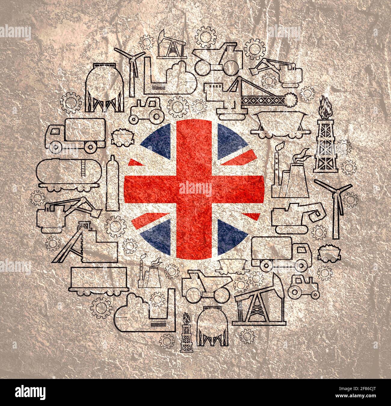 Concept of industrial plant and manufacture building. Energy generation ...