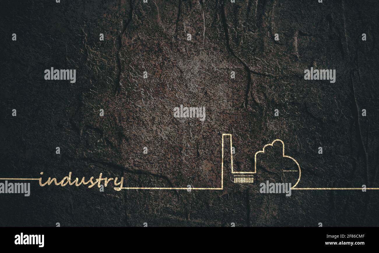 An outline of a factory. Line art industry concept Stock Photo - Alamy