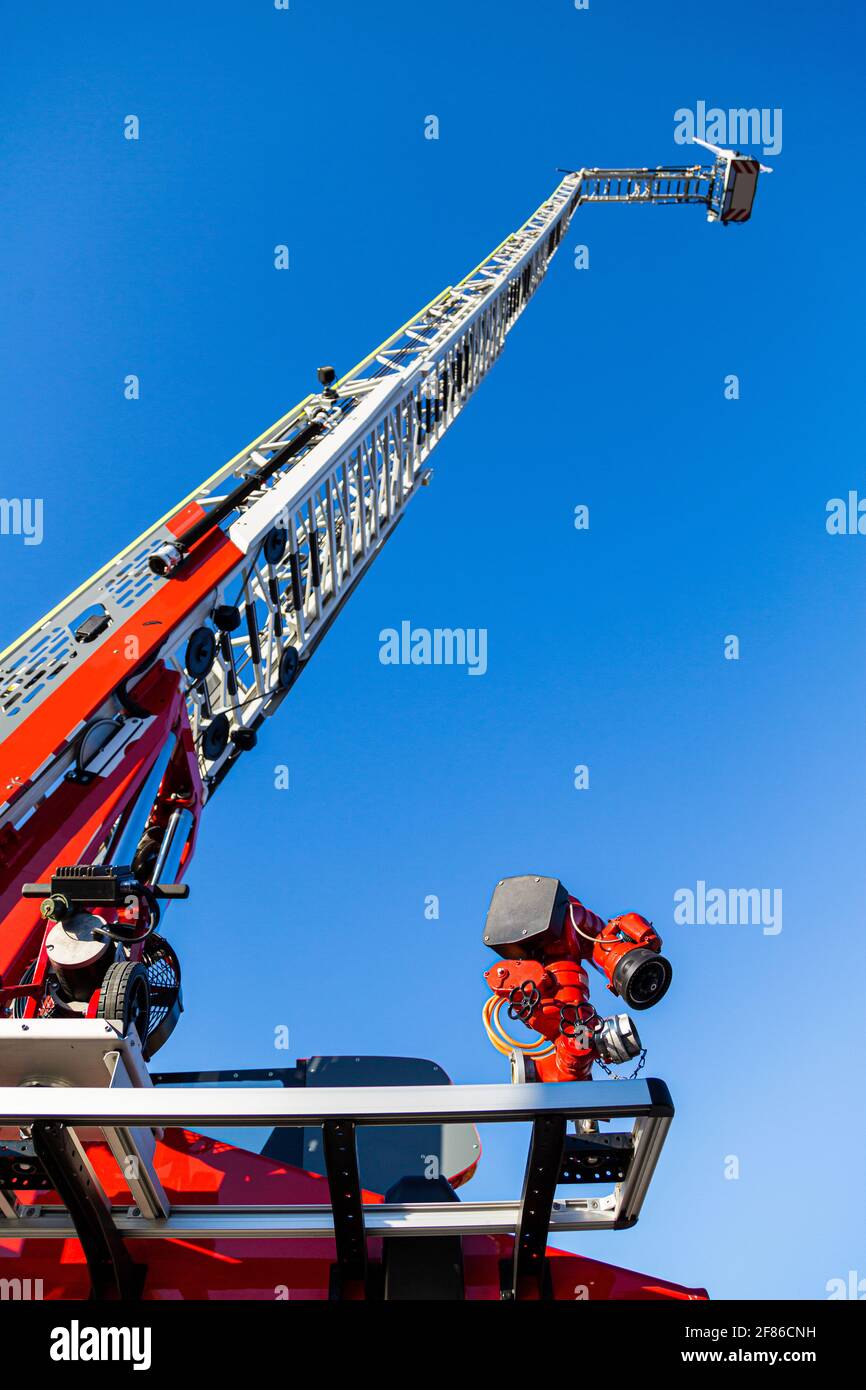 Modern fire fighter truck equipped with the latest tools for rescue ...