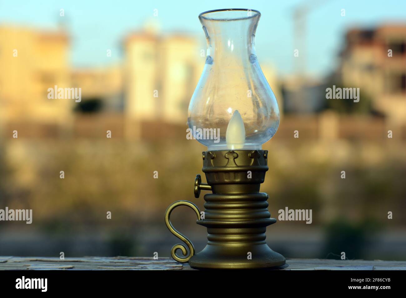Ramadan lanterns Fanoos oil lamps with blurred background of the ...
