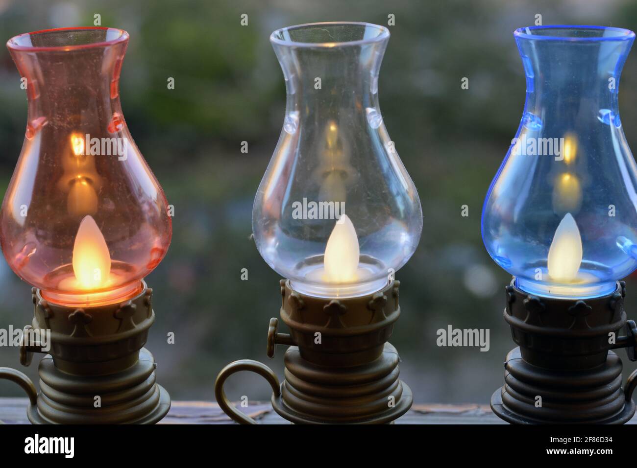 Ramadan lanterns Fanoos oil lamps with blurred background of the ...