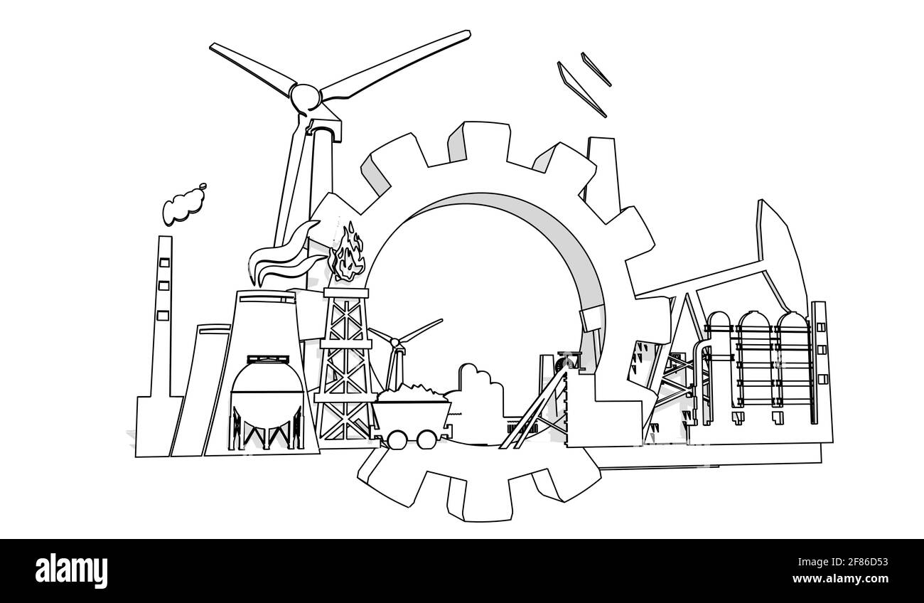 Energy and power industrial concept. Energy generation and heavy ...