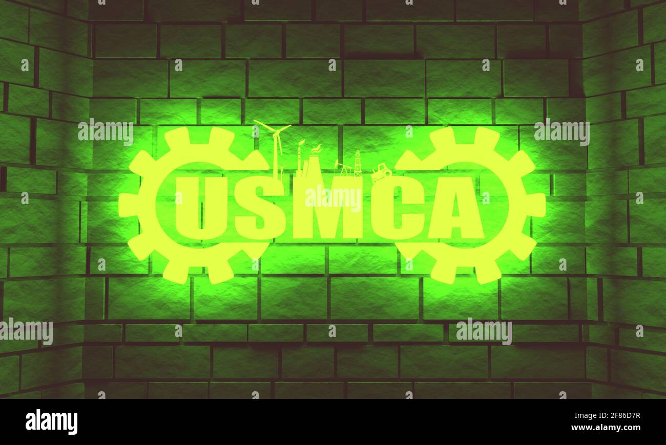 USMCA - United States Mexico Canada Agreement. Decorated USMCA letters ...
