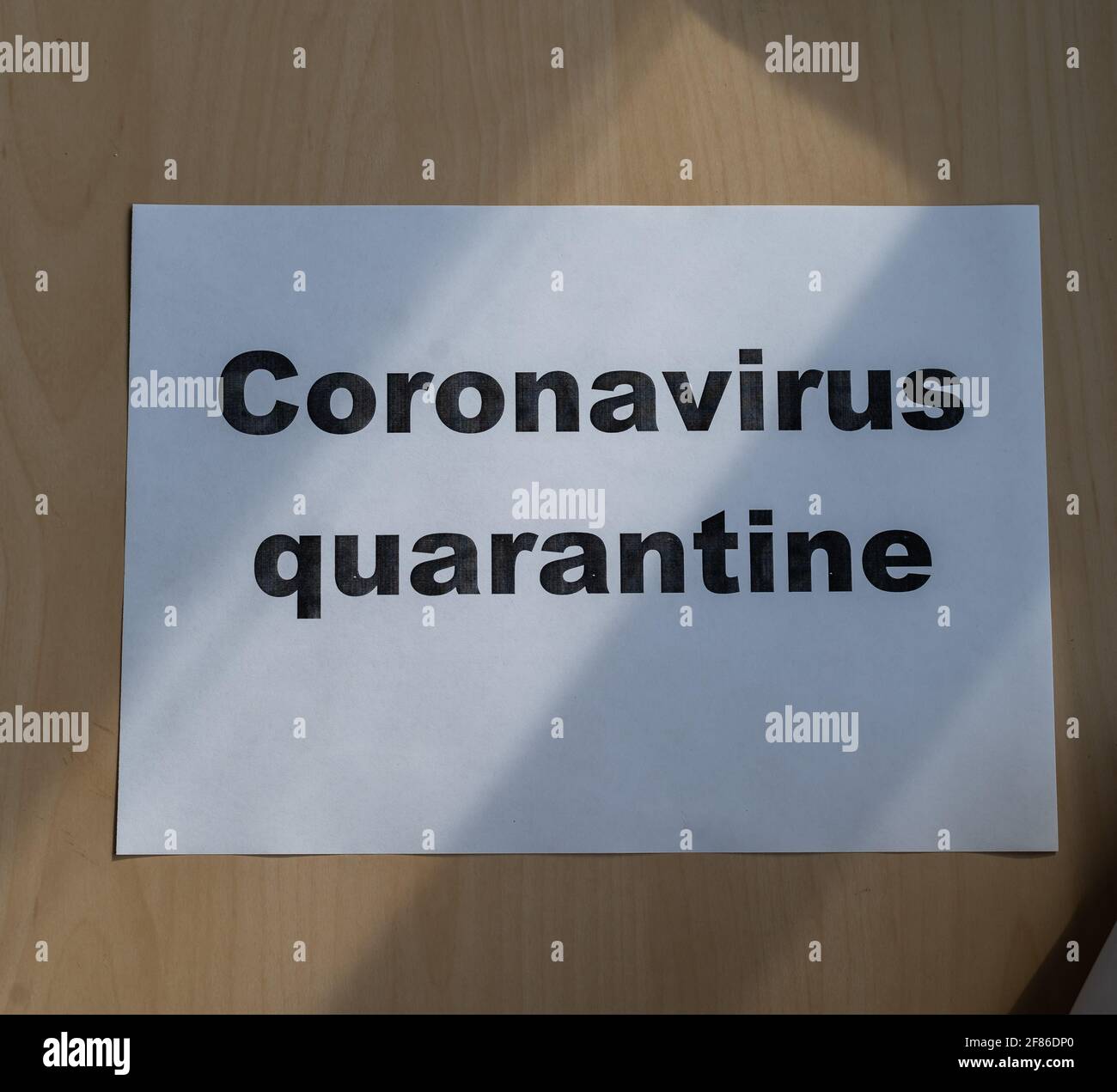 The inscription on a piece of paper quarantine coronavirus. Deadly ...