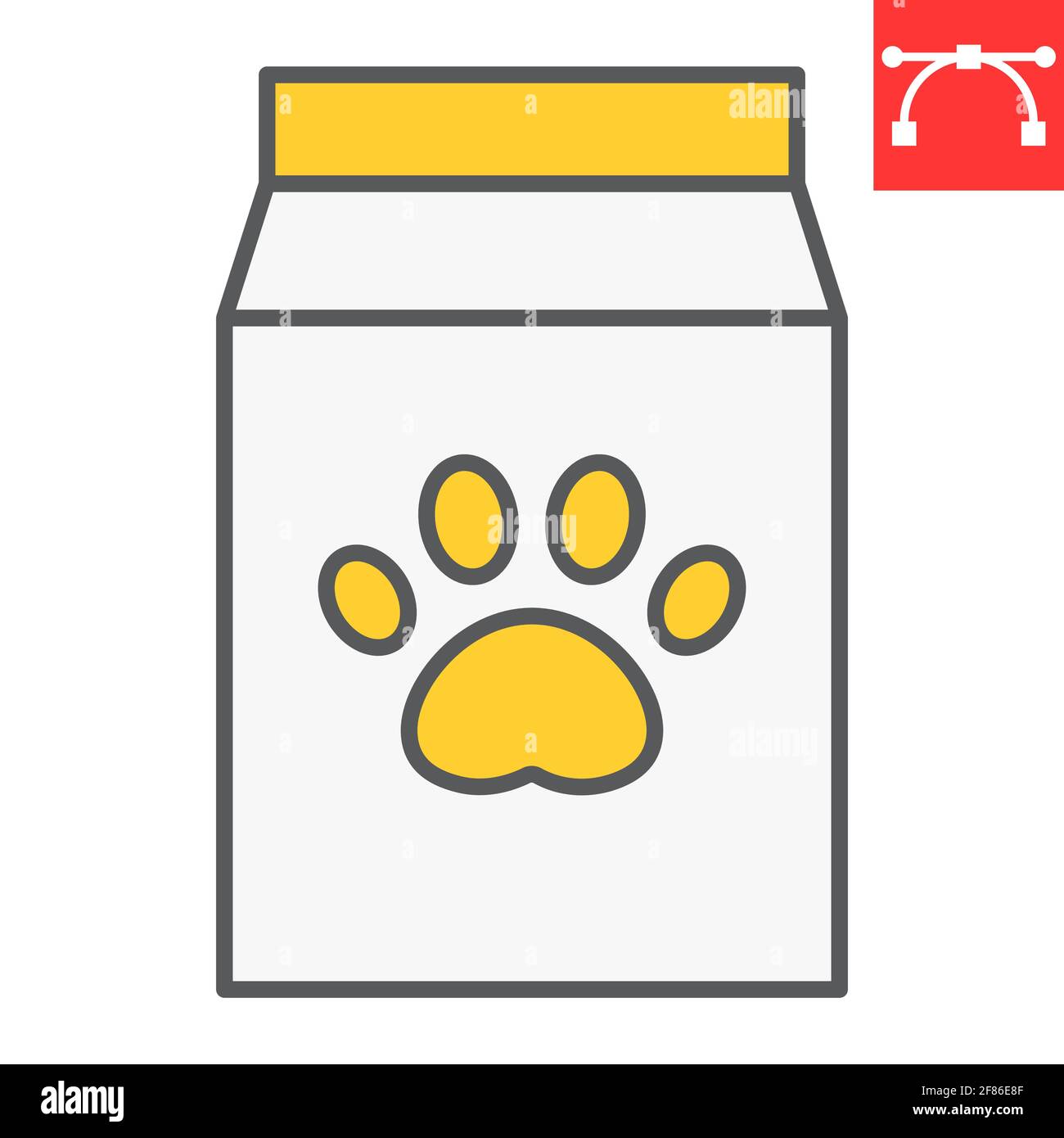 Dog food pack color line icon, pet shop and animal paw print, pet food ...