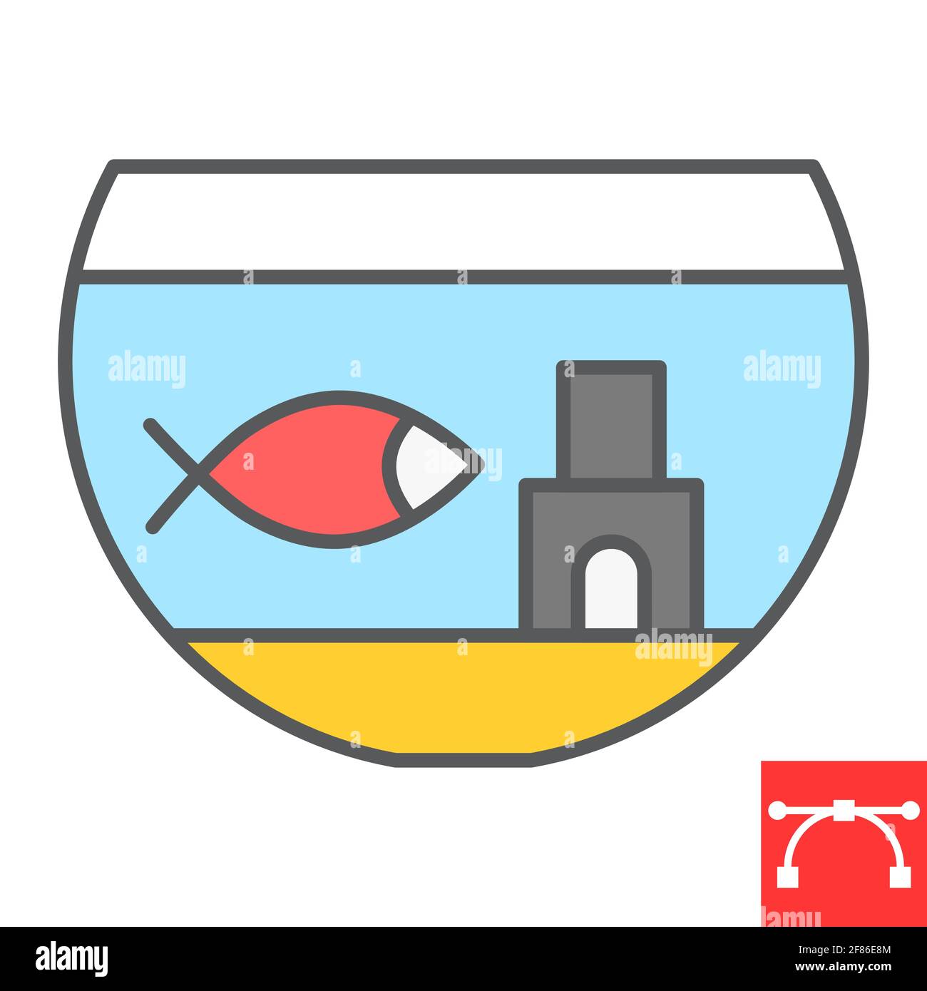 Aquarium color line icon, pet and fishbowl, fish in aquarium vector ...