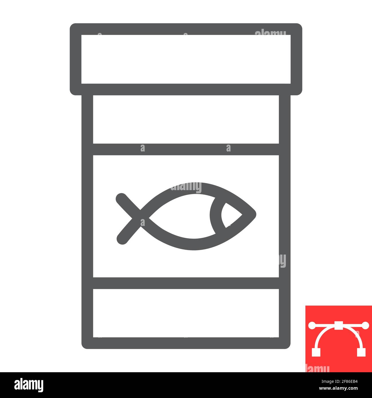 Fish feed line icon, pet shop and meal, fish food jar vector icon ...
