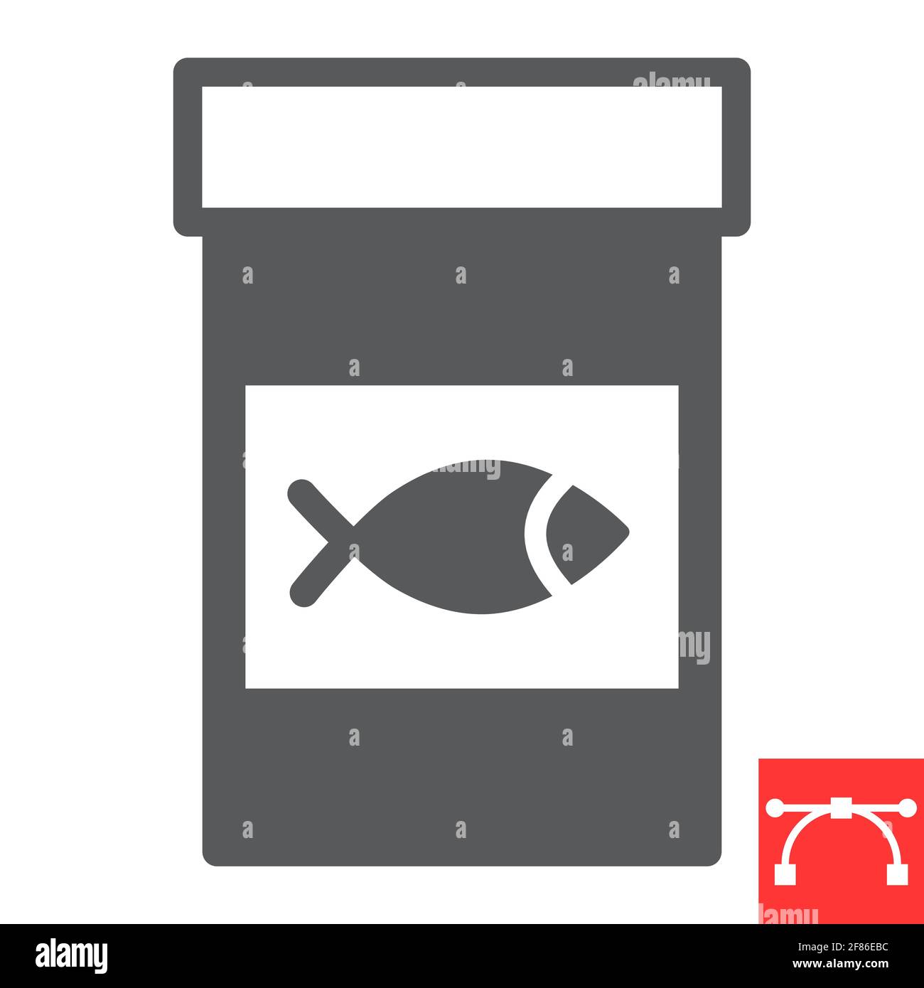 Fish feed glyph icon, pet shop and meal, fish food jar vector icon ...