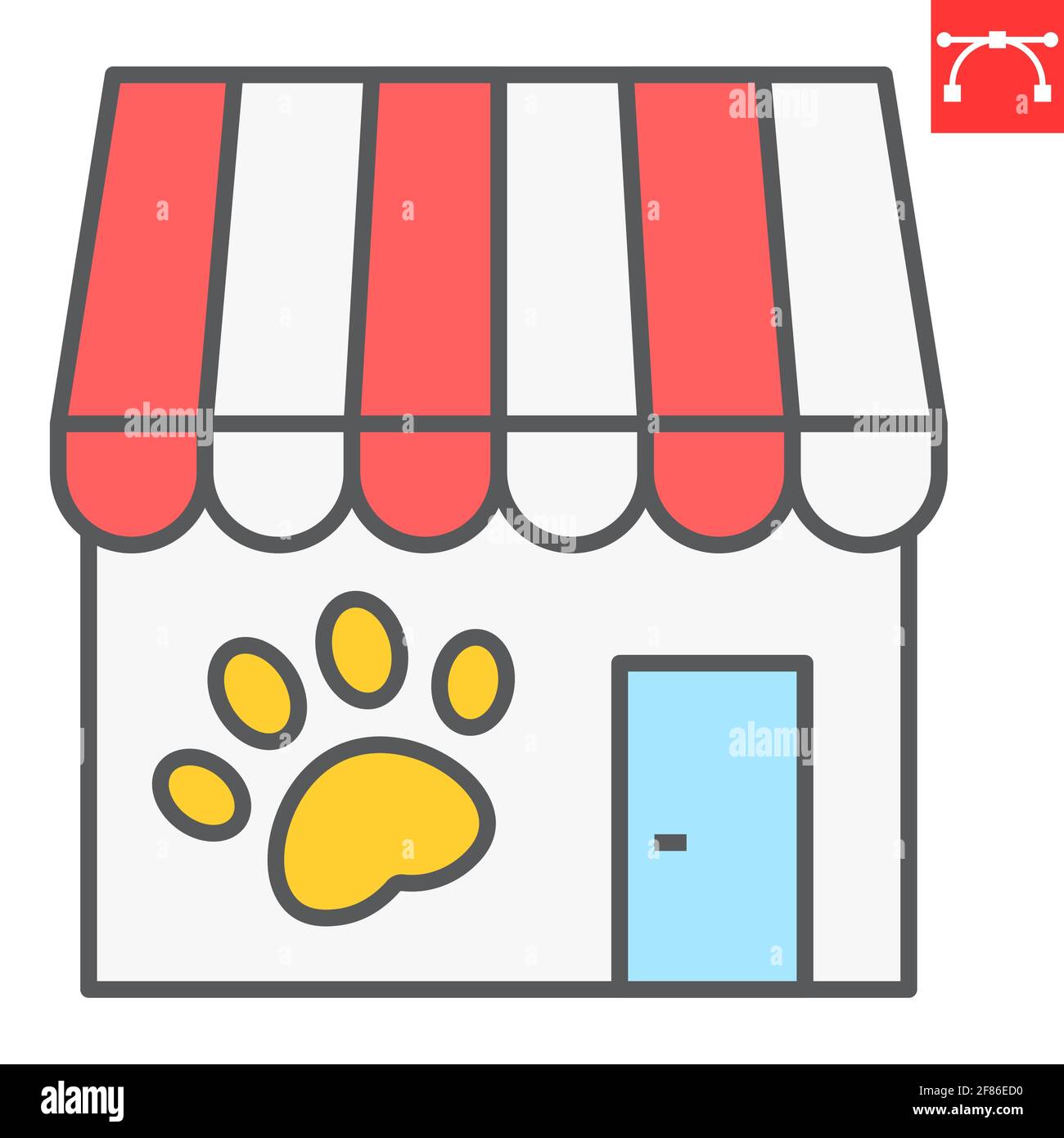 Pet shop color line icon, building and market, pet store vector icon ...