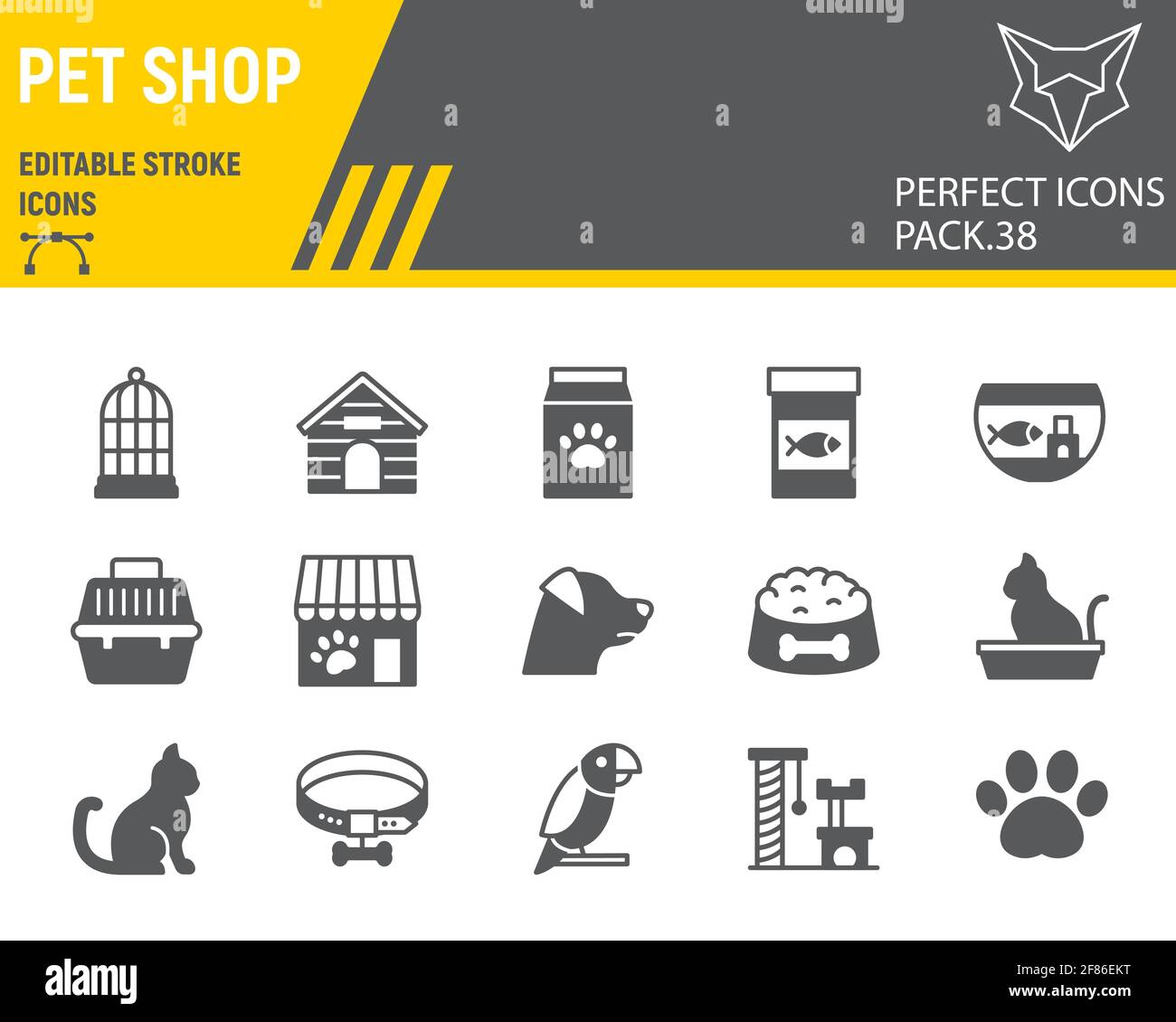 Pet Shop glyph icon set, pet store collection, vector graphics, logo ...