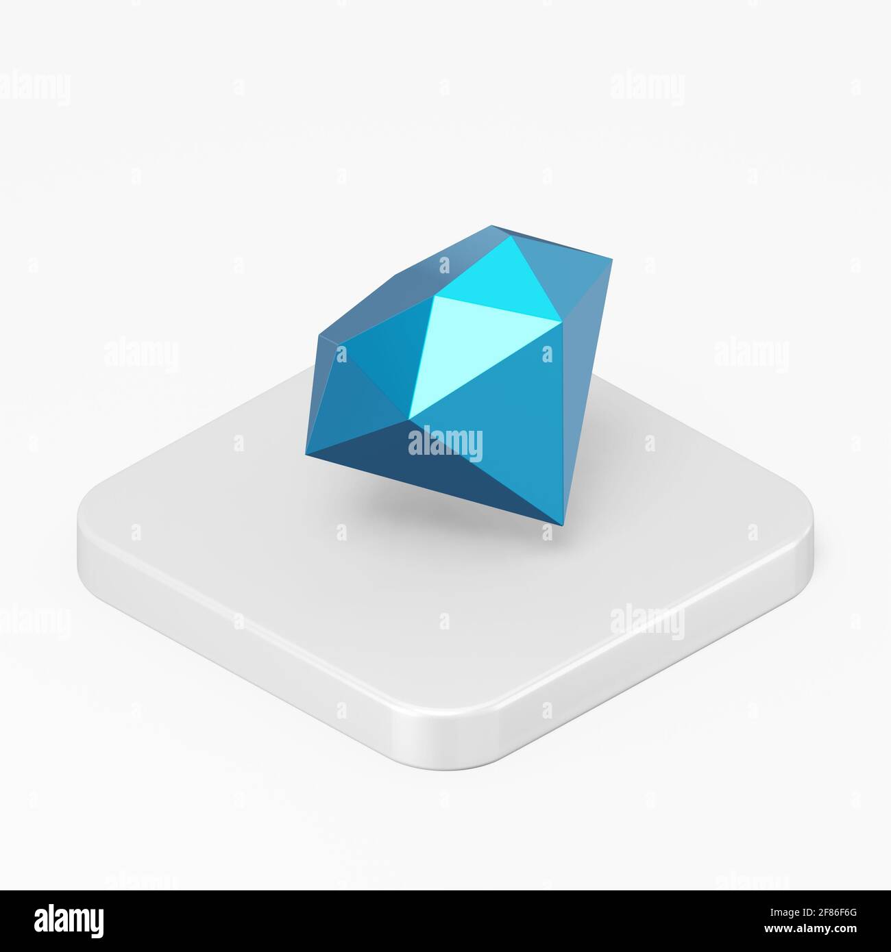 Blue diamond icon. 3d rendering square button key isometric view ...