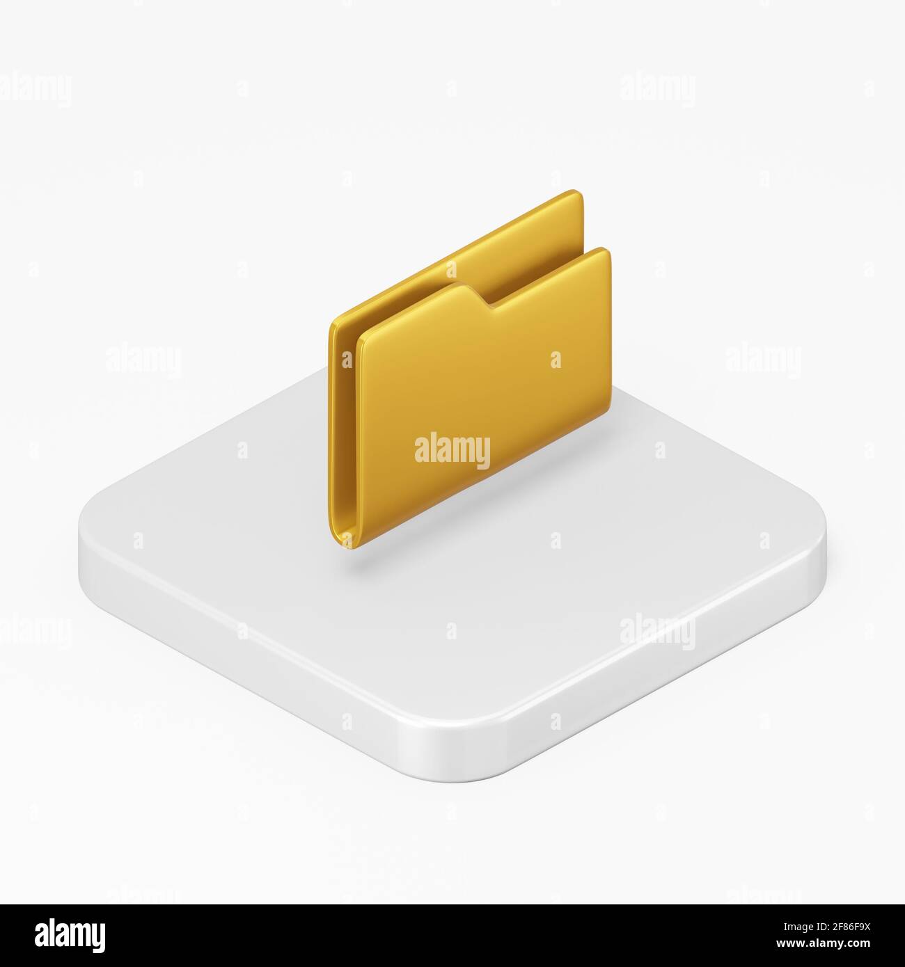 Yellow folder icon. 3d rendering square button key isometric view, interface ui ux element Stock ...