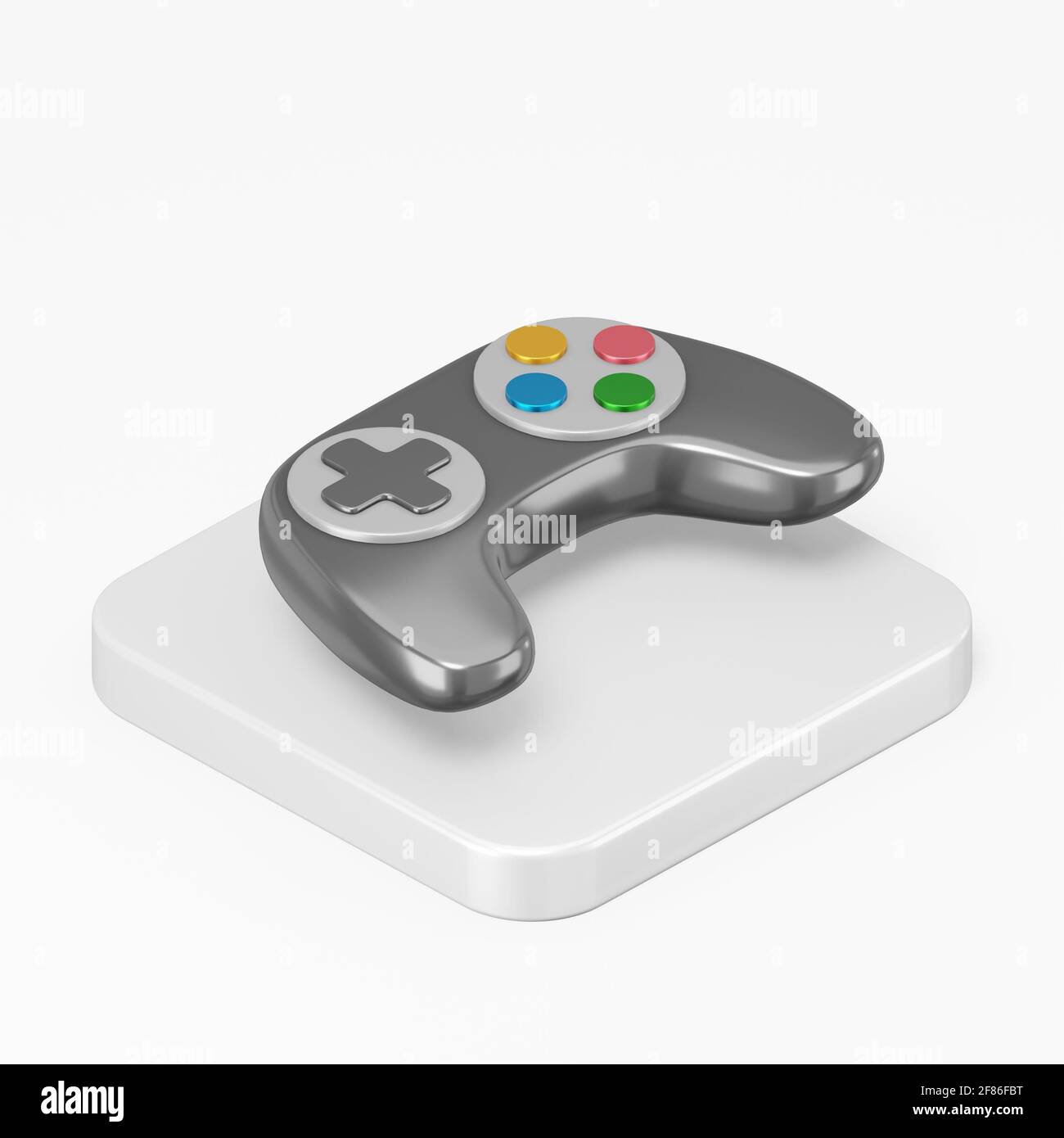 Black joystick icon. 3d rendering square button key isometric view, interface ui ux element ...