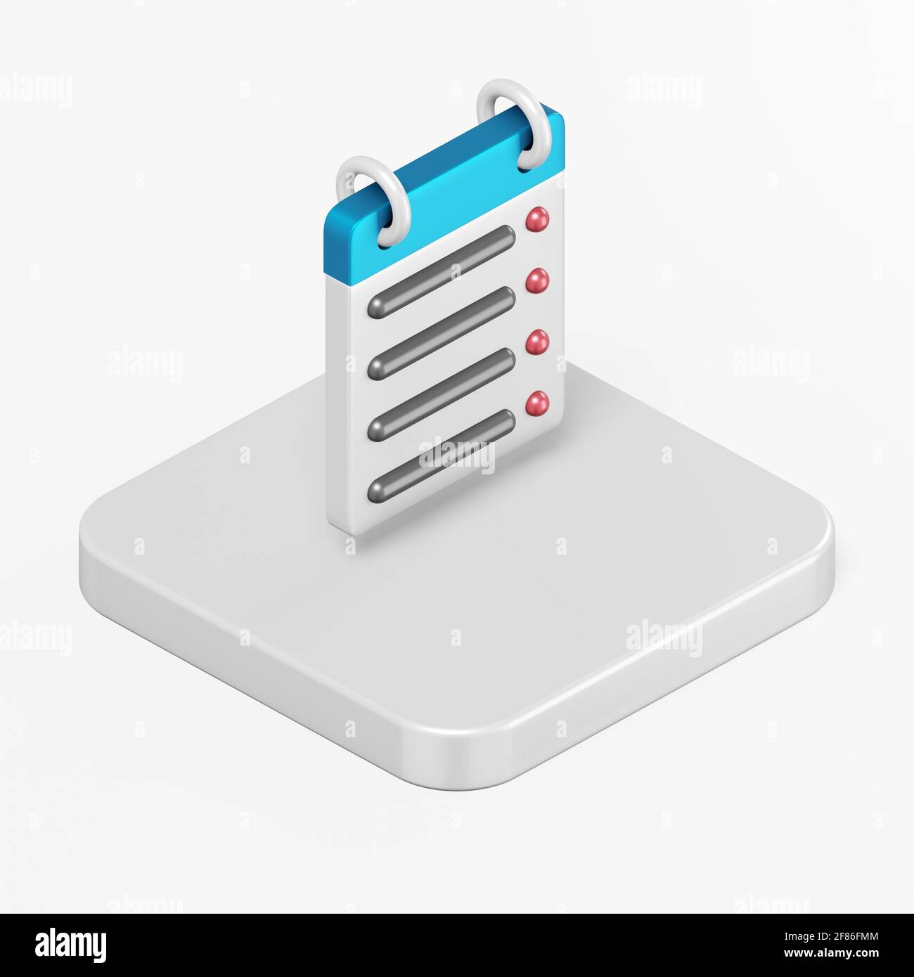 Calendar straight line icon. 3d rendering square button key isometric view, interface ui ux ...