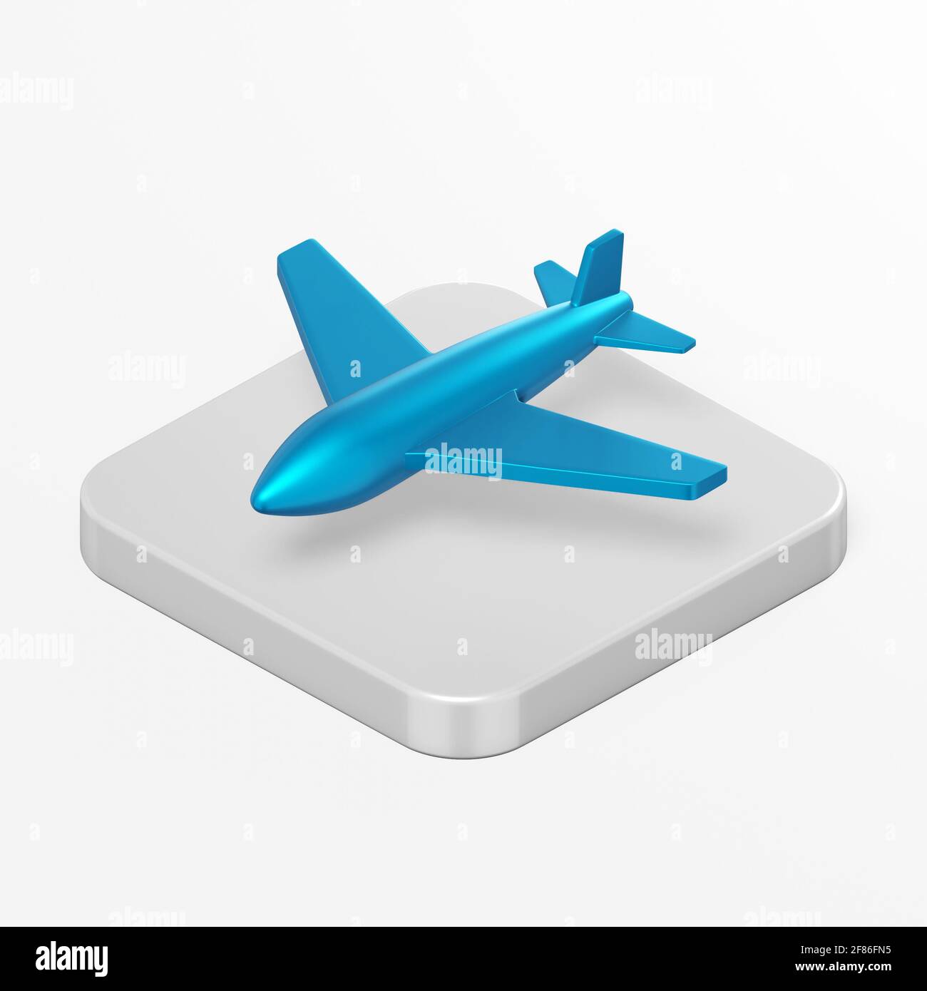 Blue plane icon. 3d rendering square button key isometric view, interface ui ux element Stock ...
