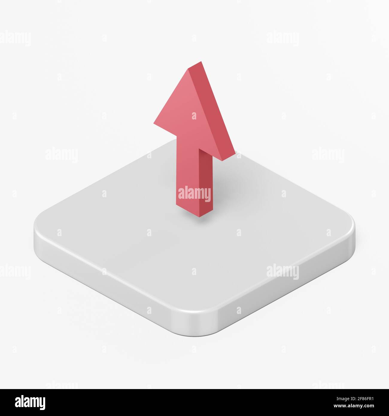 Red up arrow icon. 3d rendering square button key isometric view, interface ui ux element Stock ...