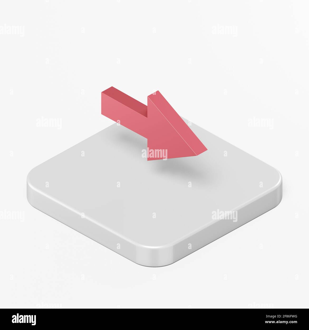 Red right arrow icon. 3d rendering square button key isometric view ...