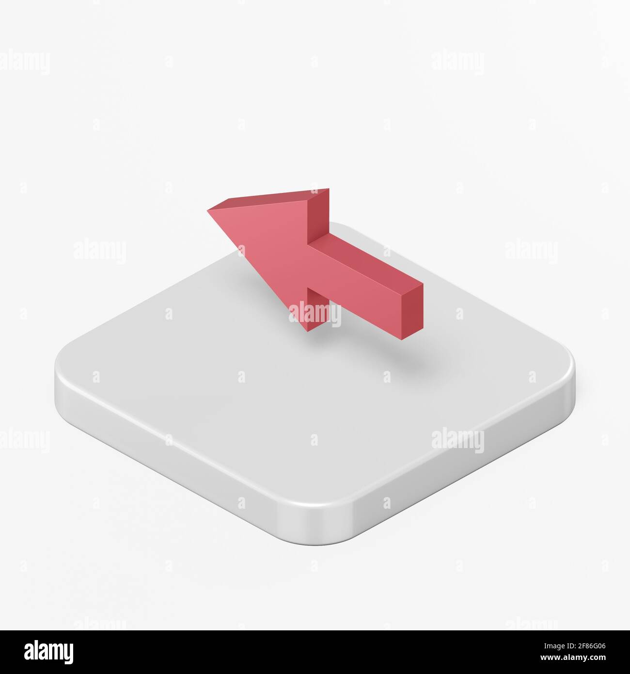 Red left arrow icon. 3d rendering square button key isometric view, interface ui ux element ...